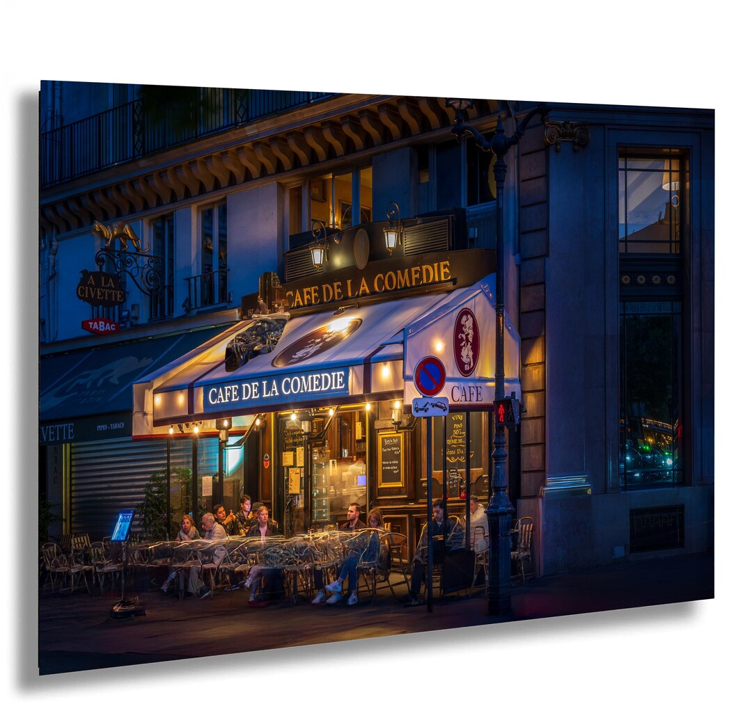 French Cafe Wall Art - Paris Street Lights at Night - Etsy