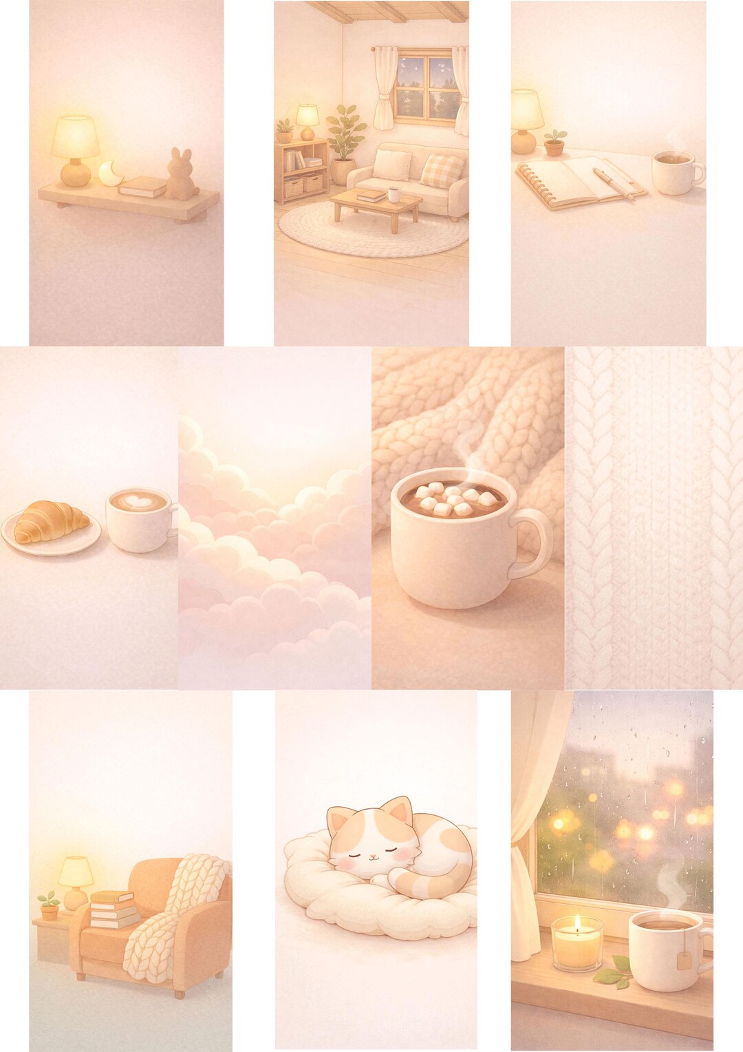 Cozy Phone Wallpaper | Kawaii Pastel Backgrounds (digital Download) - Etsy