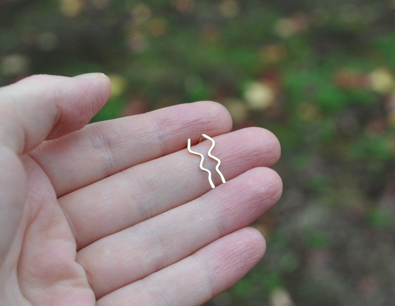 Gold Squiggle Earrings Petite Gold Minimalist Post Earrings - Etsy