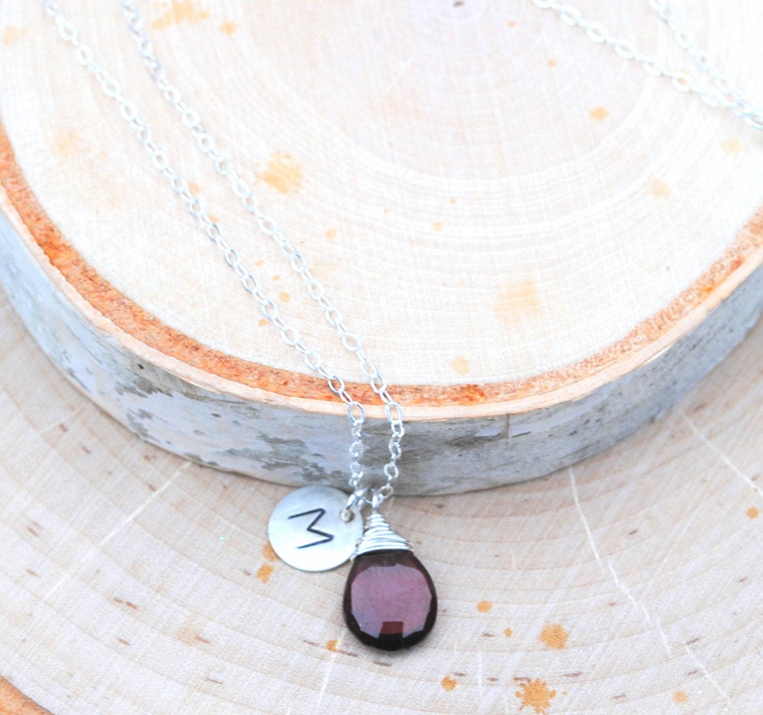 Personalized January Birthstone Necklace Sterling Silver - Etsy