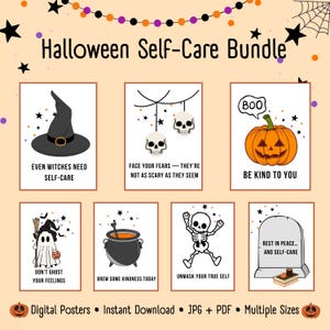 Halloween Self-care Posters: Mental Health Quotes, Printable Wall Art ...