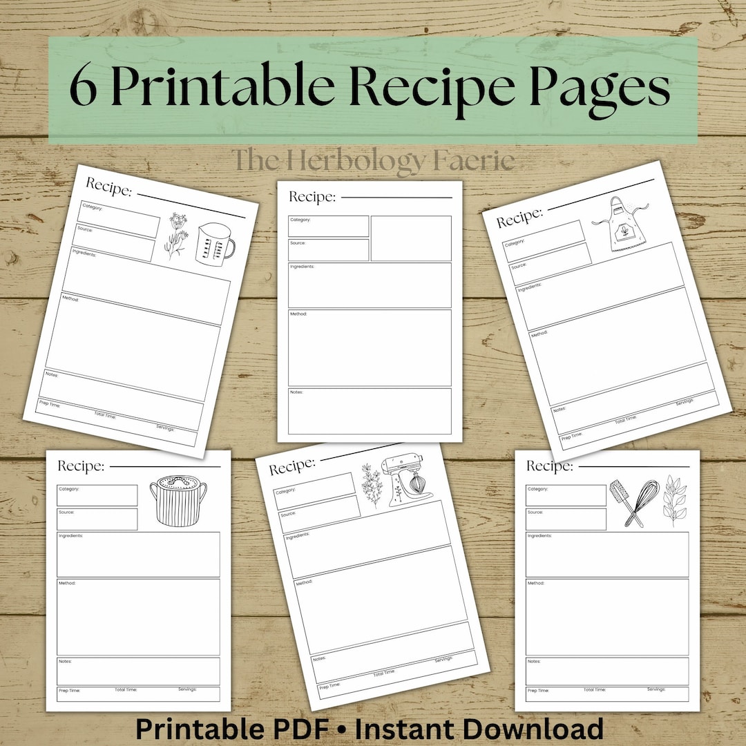 Printable Recipe Pages | Herbalism Recipe Page | Cookbook Page PDF | Cottagecore Apothecary ...