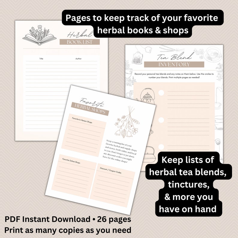 Herbal Home Apothecary Planner | Sandstone | Herbalism Printable ...