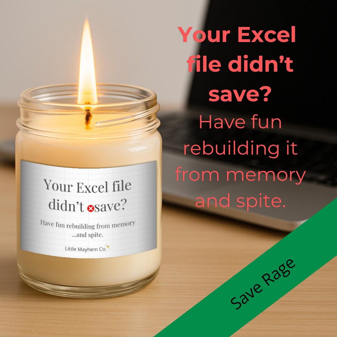 Funny Excel Candle: Coworker Gift - Remote Work Humor - 9oz Soy - Etsy