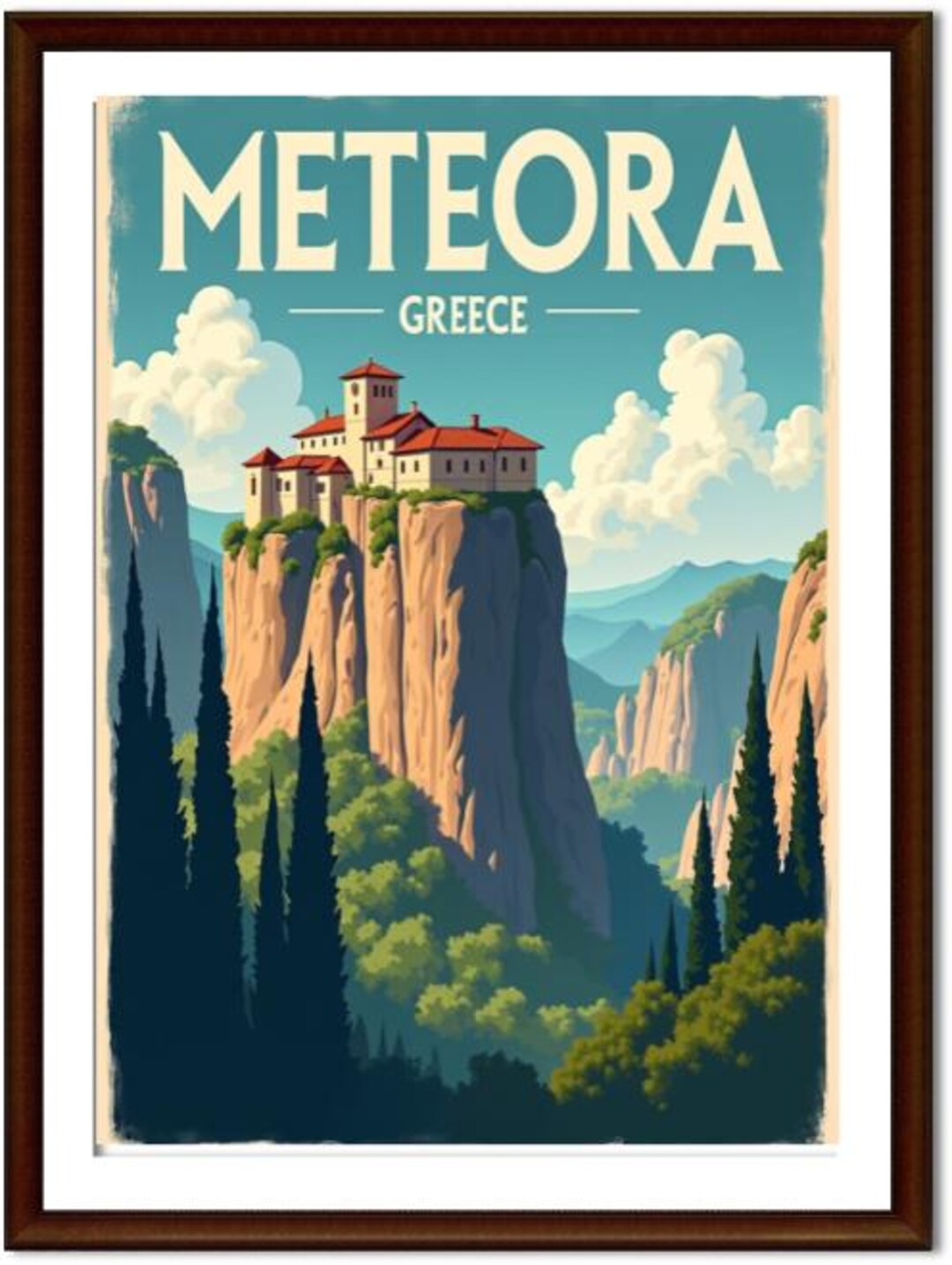 Meteora Travel Print - Greece, Meteora Poster, Greece Poster, Travel ...