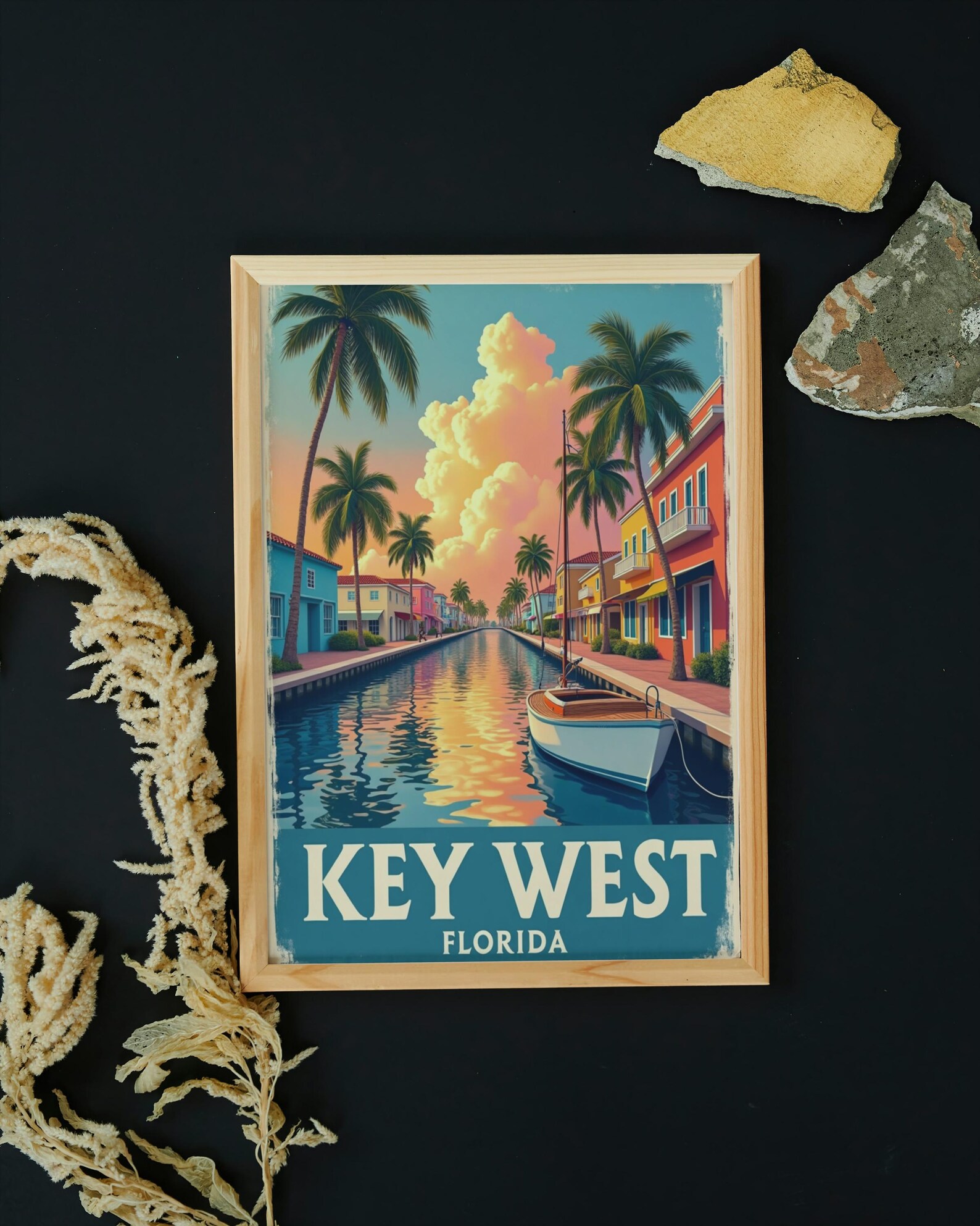 Key West Travel Print, Wall Art Key West, Wall Hanging Home Décor, Key ...