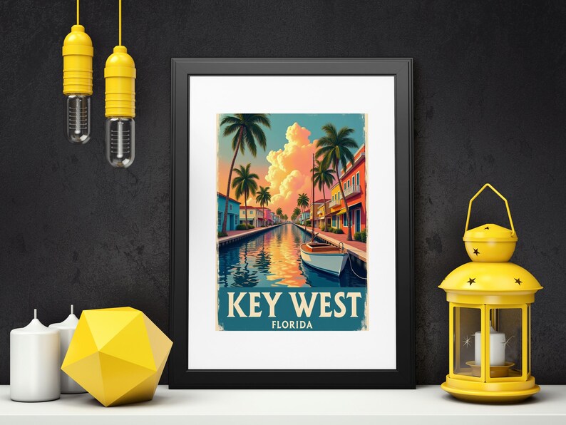 Key West Travel Print, Wall Art Key West, Wall Hanging Home Décor, Key ...