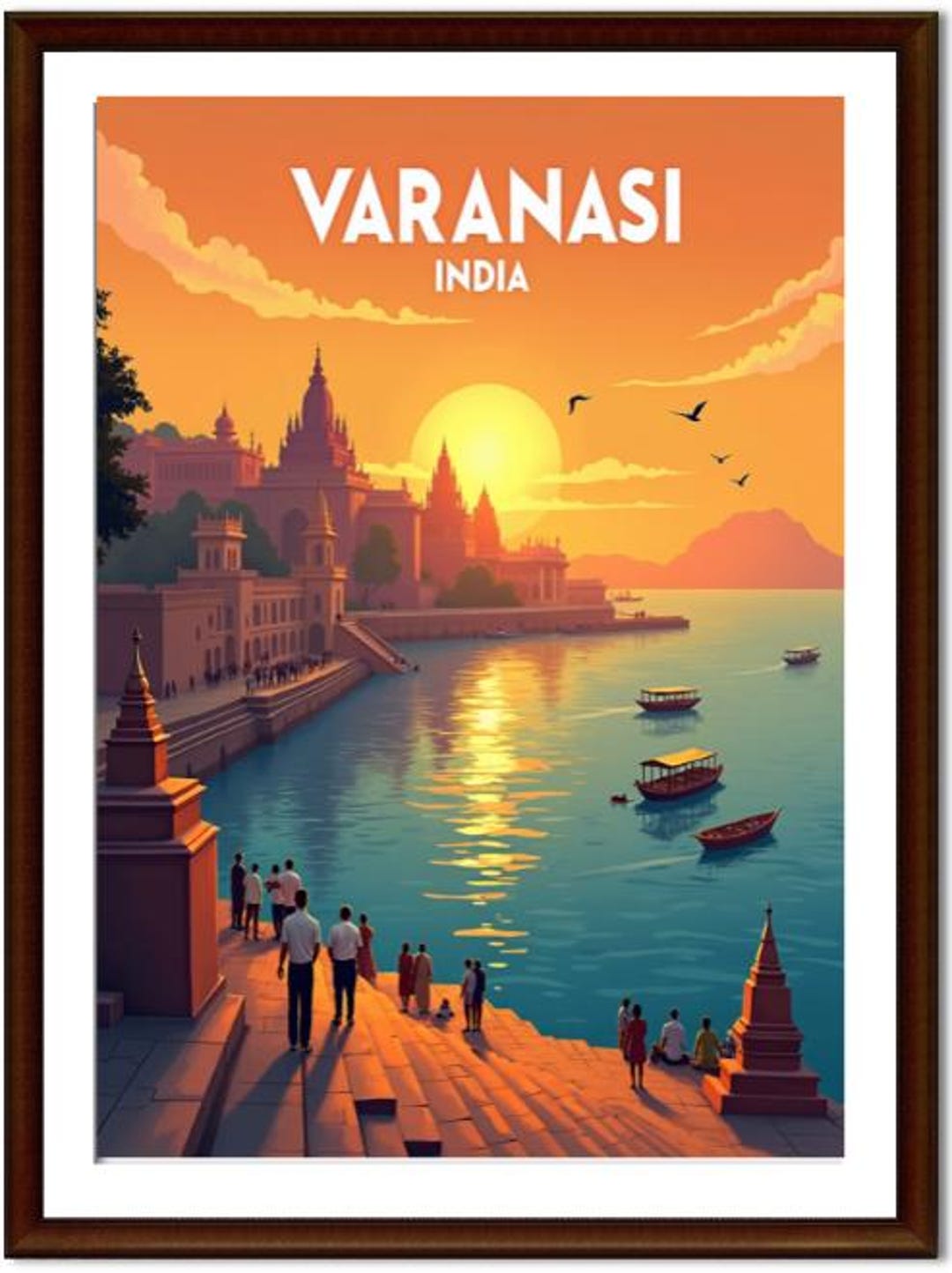 Varanasi Travel Print - India, Varanasi Poster, India Poster, Travel ...