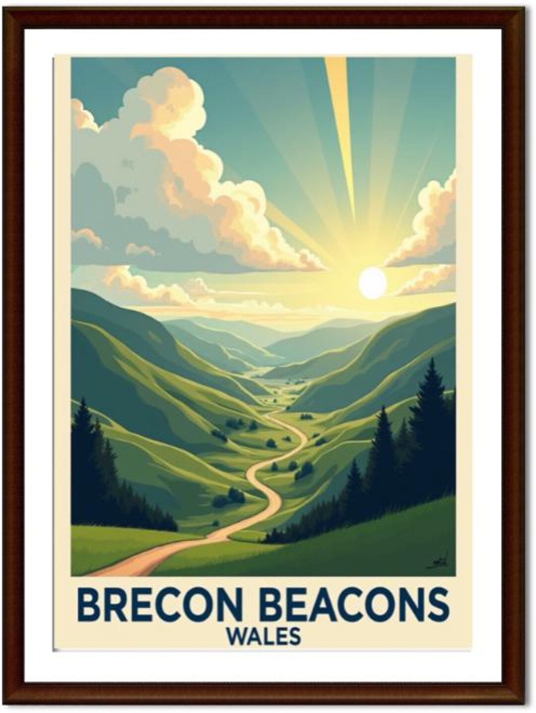 Brecon Beacons Travel Print, Brecon Beacons Travel Poster, Wales, Welsh ...