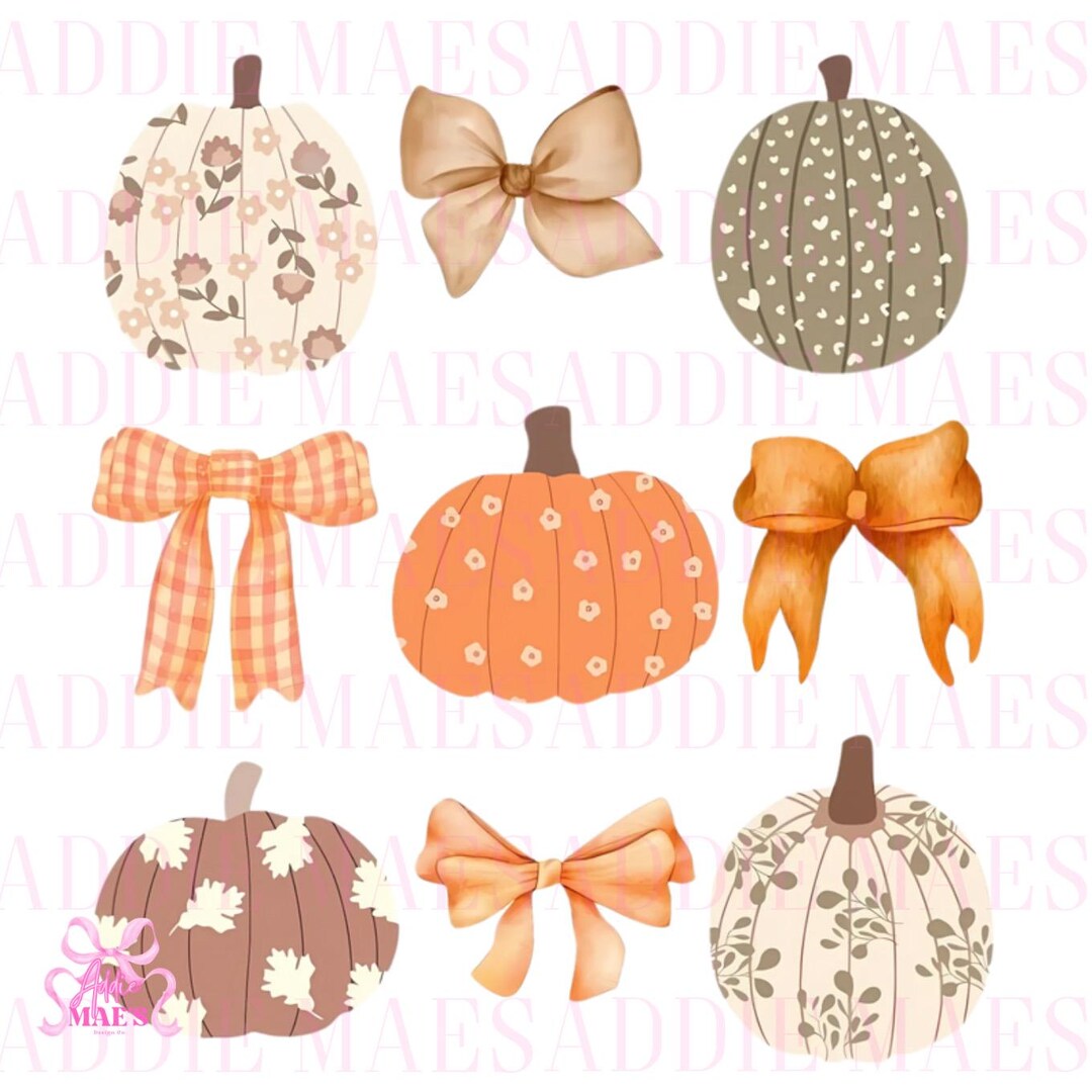 Pumpkin Coquette Bow Collage PNG | Fall PNG | PNG Shirt Design ...