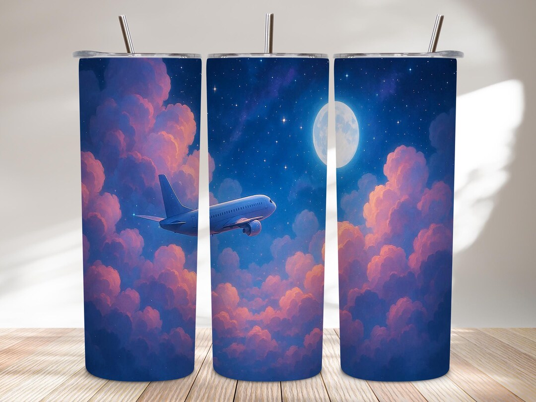 Airplane in Clouds PNG, Travel Sublimation Design, 20oz Tumbler Wrap ...