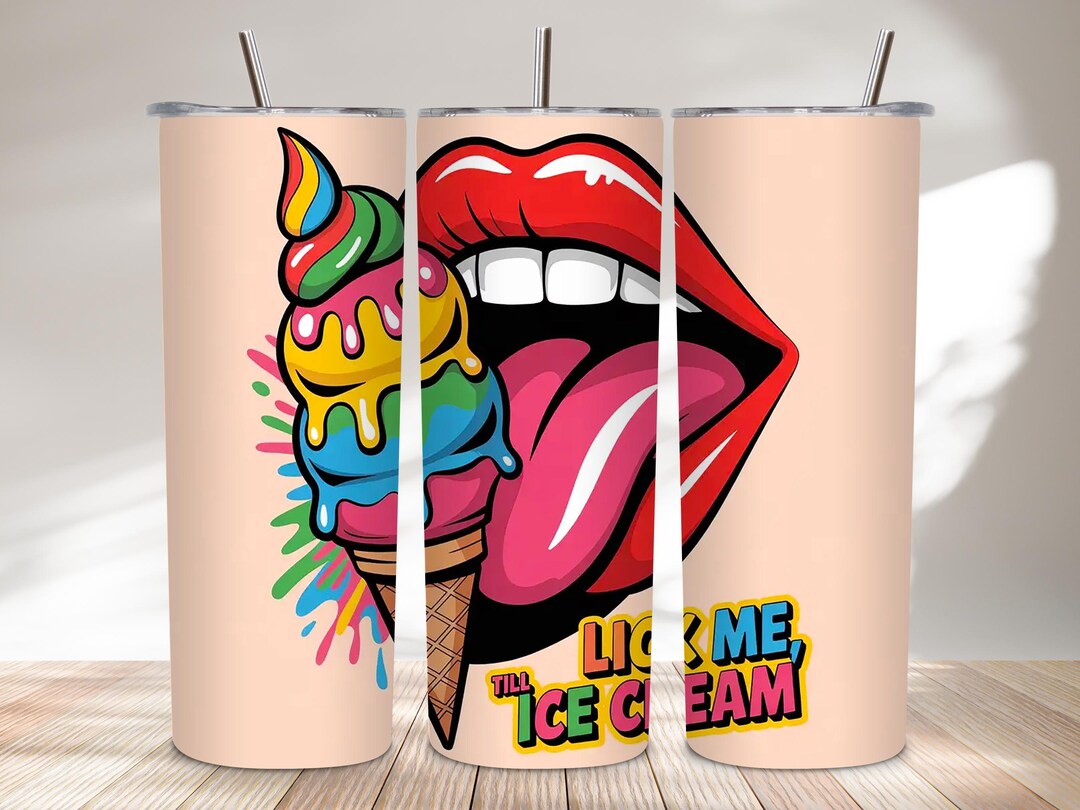 Pop Art Ice Cream Lips PNG, Colorful Tumbler Sublimation Design ...