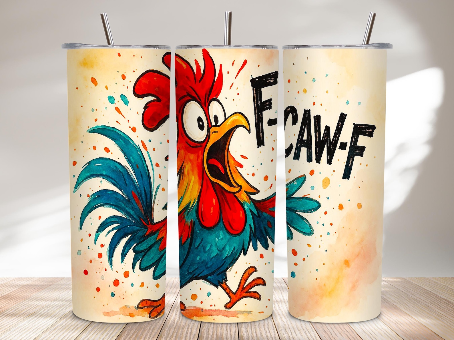Funny Rooster Tumbler Wrap PNG | F-CAW-F Chicken Sublimation Design ...