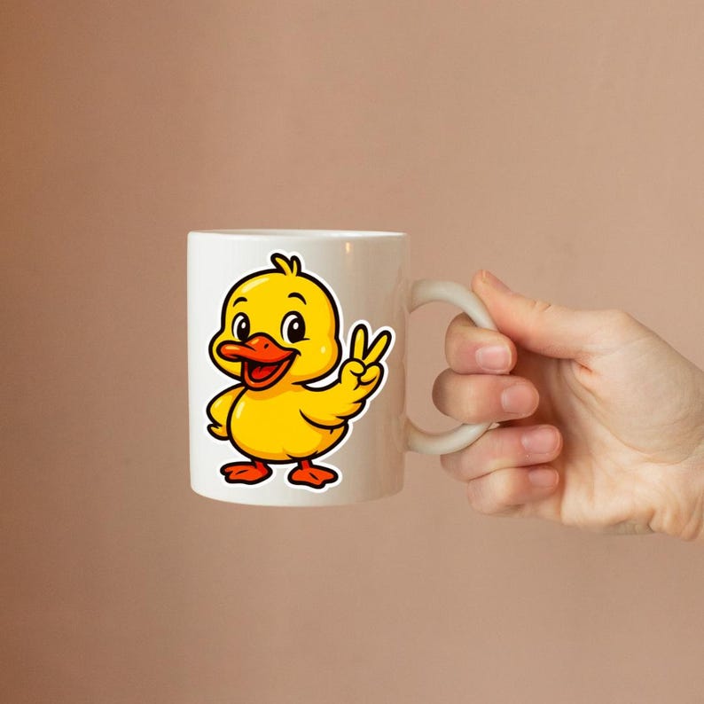Cartoon Duck Peace Sign PNG | Yellow Rubber Duck Clipart (digital ...