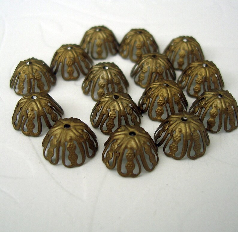 100pcs antique Bronze Bead Caps 11mm. - Etsy