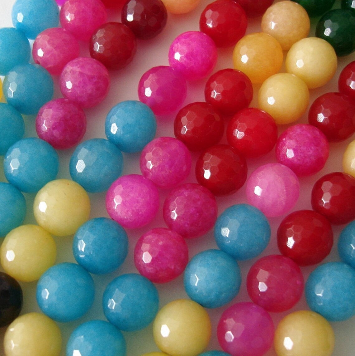 Candy Jade Faceted Round 10mm, 7.5 Inch Strand Mix Color - Etsy