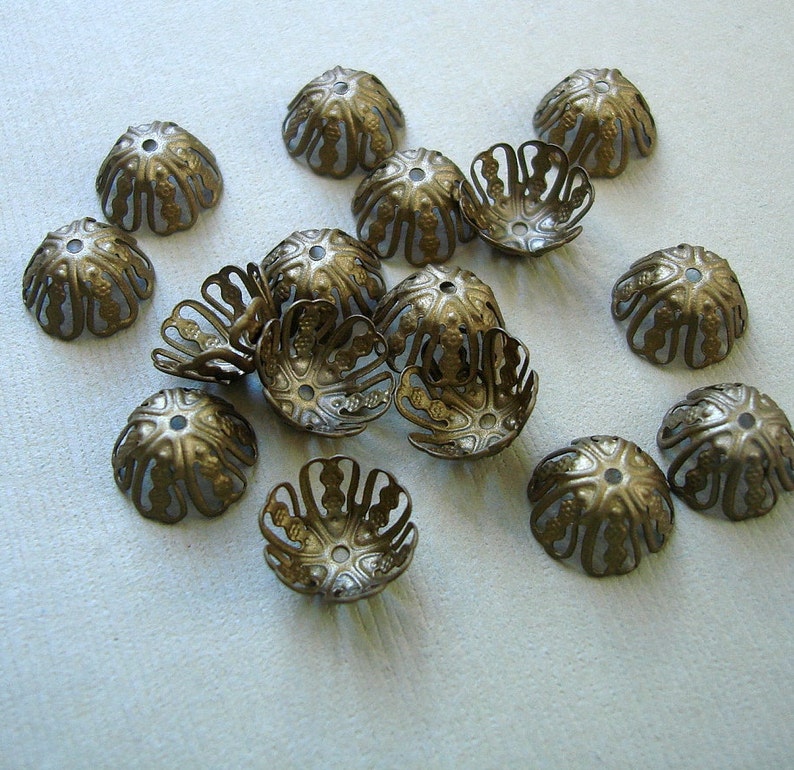100pcs antique Bronze Bead Caps 11mm. - Etsy
