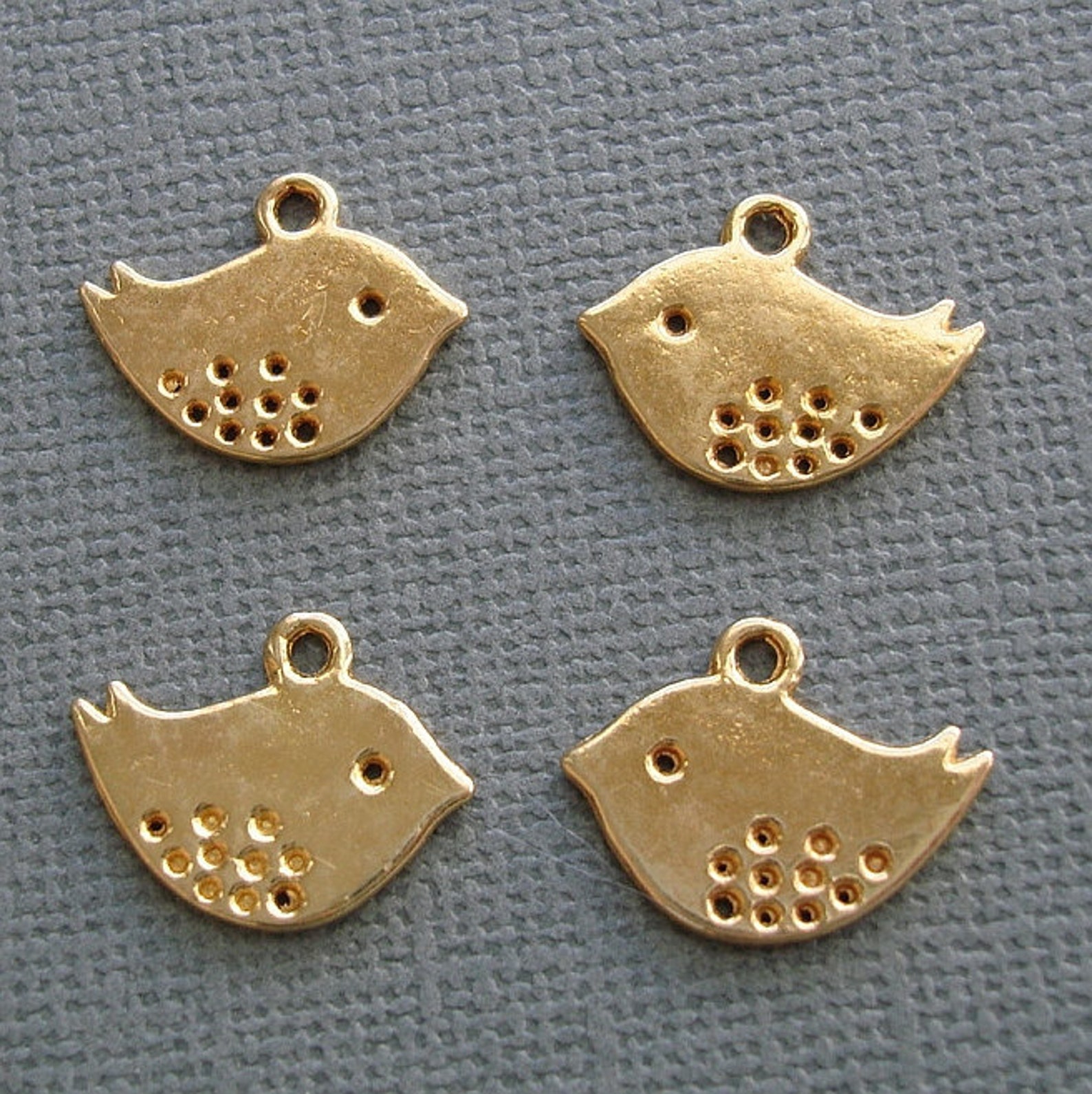 20pcs- Gold Tone Bright Color Sparrow Bird Charm, Pendant.double Side ...