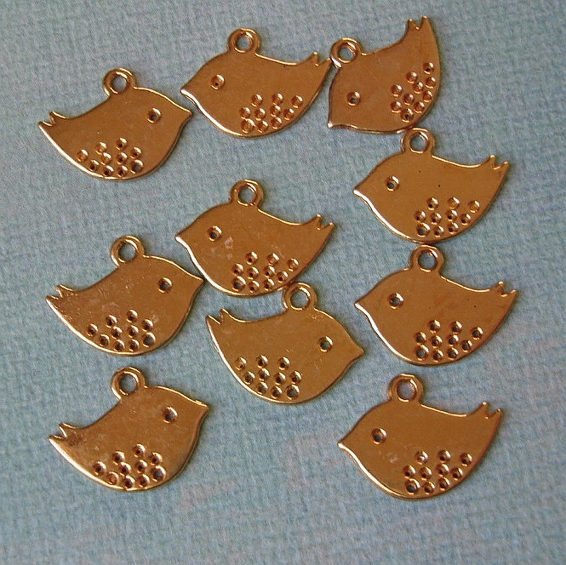 20pcs- Gold Tone Bright Color Sparrow Bird Charm, Pendant.double Side ...