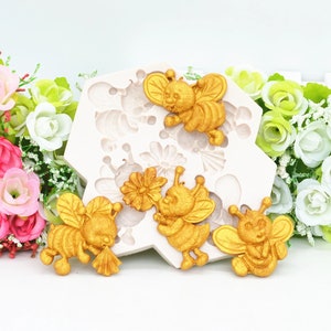 Cute Bees Silicon Mold Flexible Silicone Mould for Crafts, Jewelry ...