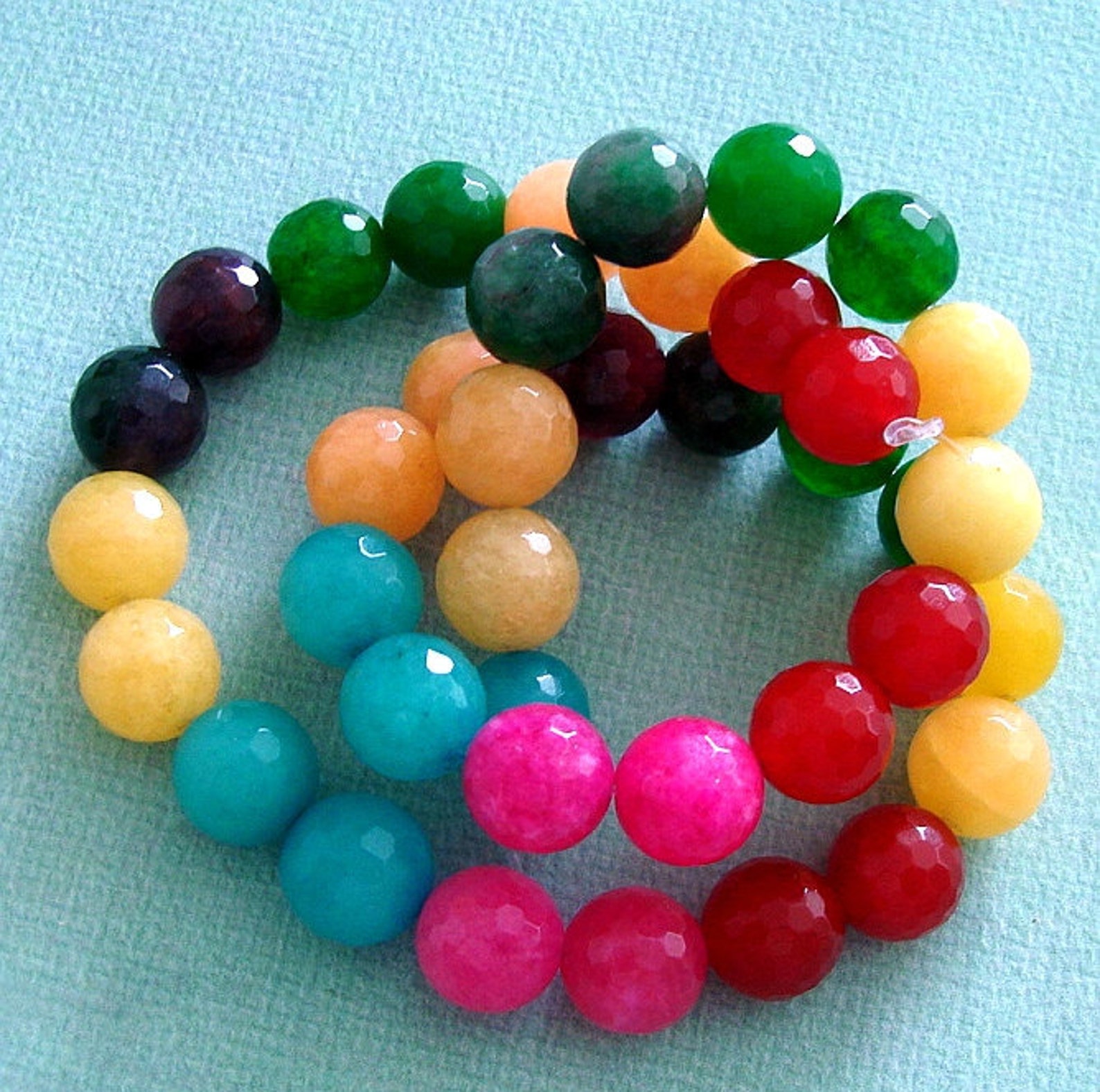 Candy Jade Faceted Round 10mm, 7.5 Inch Strand Mix Color - Etsy