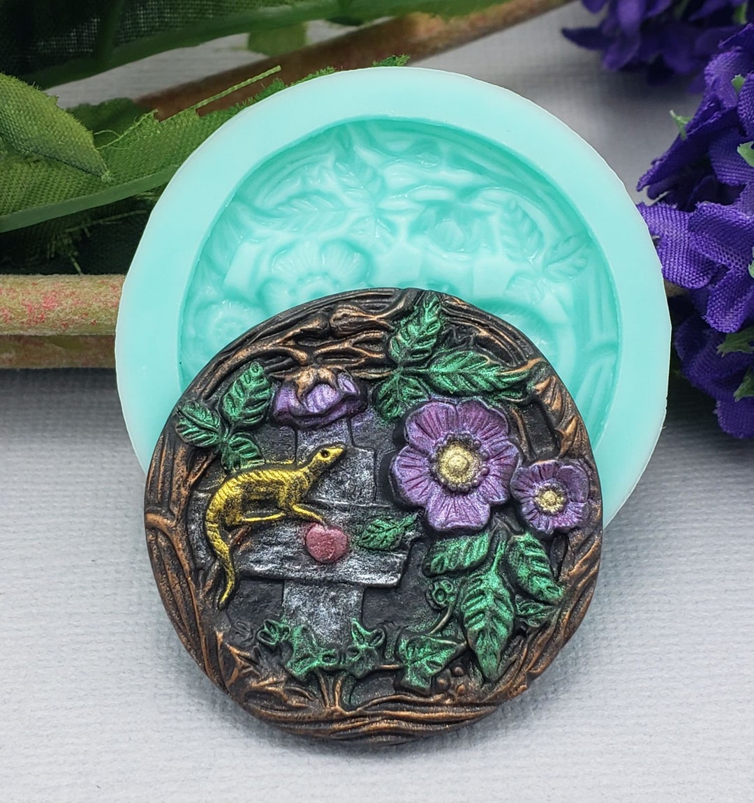 Lizard With Flowers Silicon Mold Flexible Silicone Mould for Crafts ...