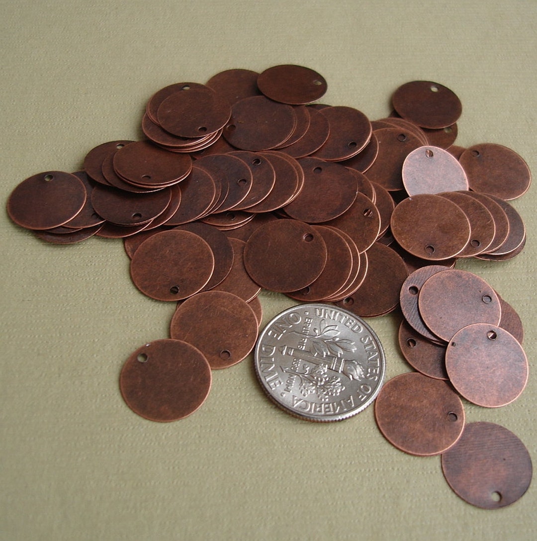 100pcs- Copper Color Flat Round Blank Disc 12mm. - Etsy