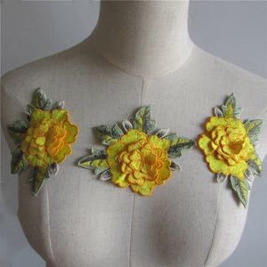 Yellow Rose Flower Applique Embroidery Sewing on Patches Sewing 3-D. - Etsy