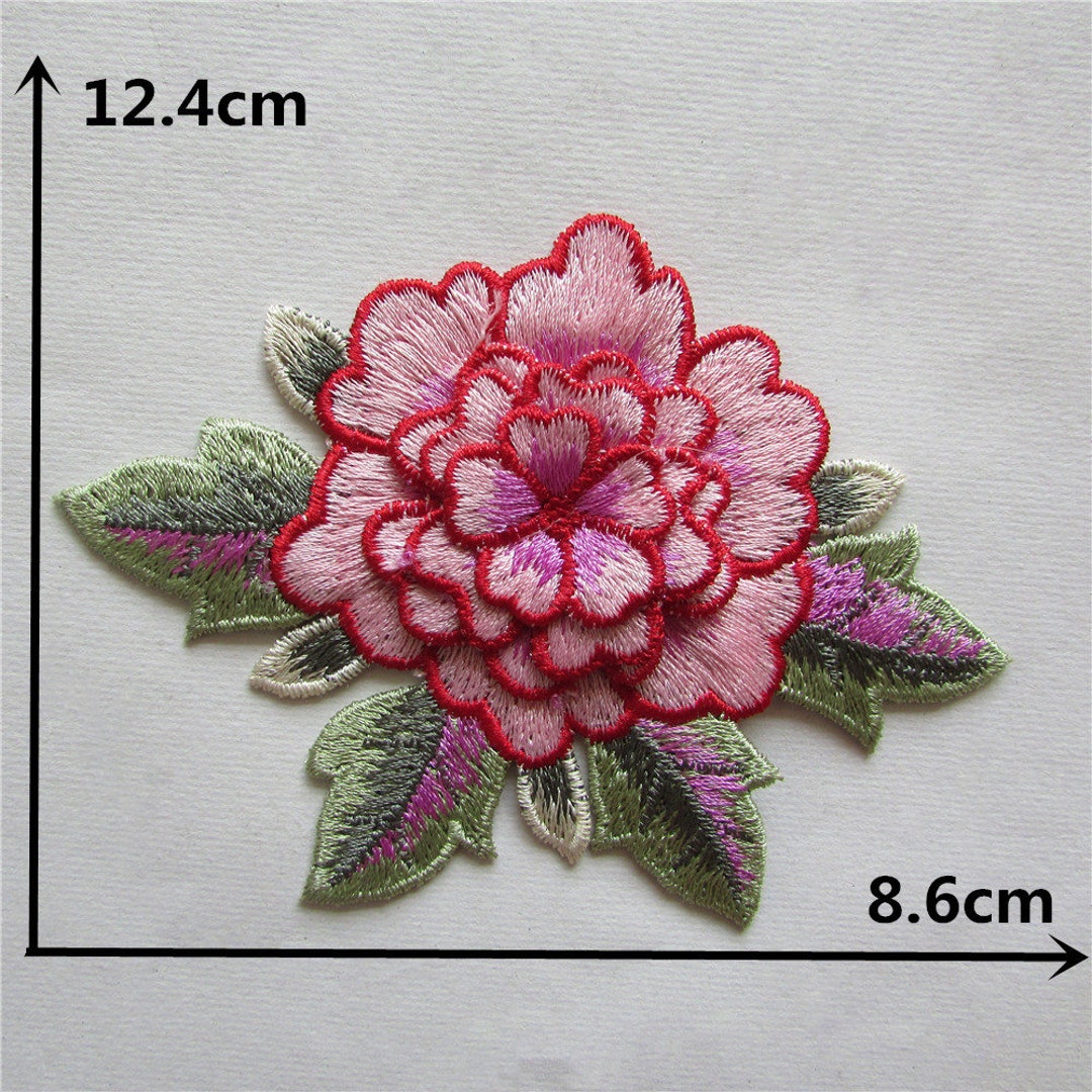 Pink Purple Rose Flower Applique Embroidery Sewing on Patches Sewing 3 ...