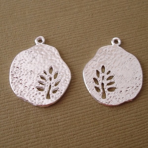 Leaf Tree Charm Pendant Hollow Cut Silver Plated- 4pcs. - Etsy