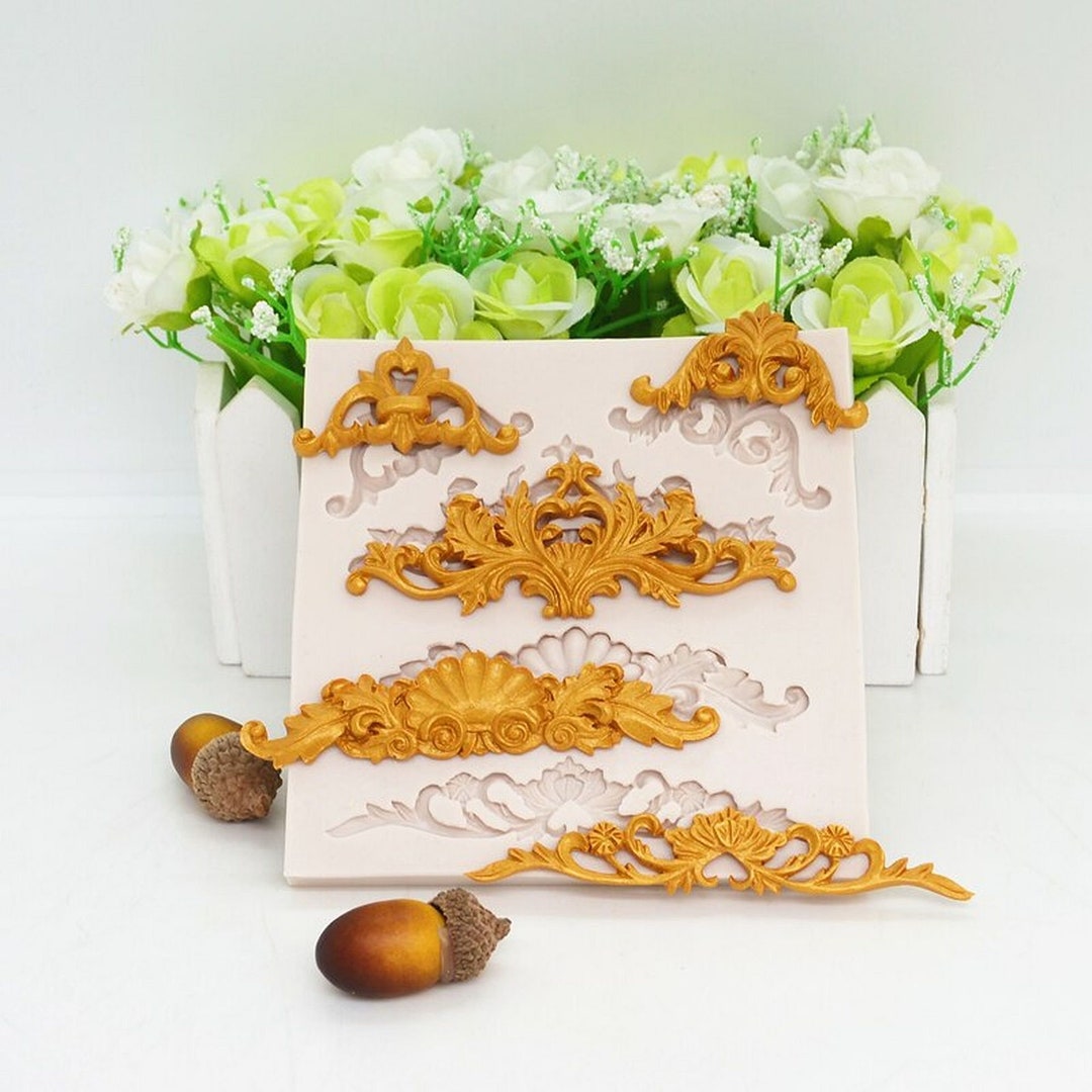 Silicone Mold Lace Flower Vine Pattern for Baking Relief Fondant Cake ...