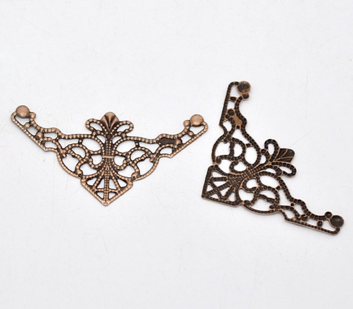 Filigree Triangle Wraps Stamping Antique Copper 35x35mm 10 - Etsy