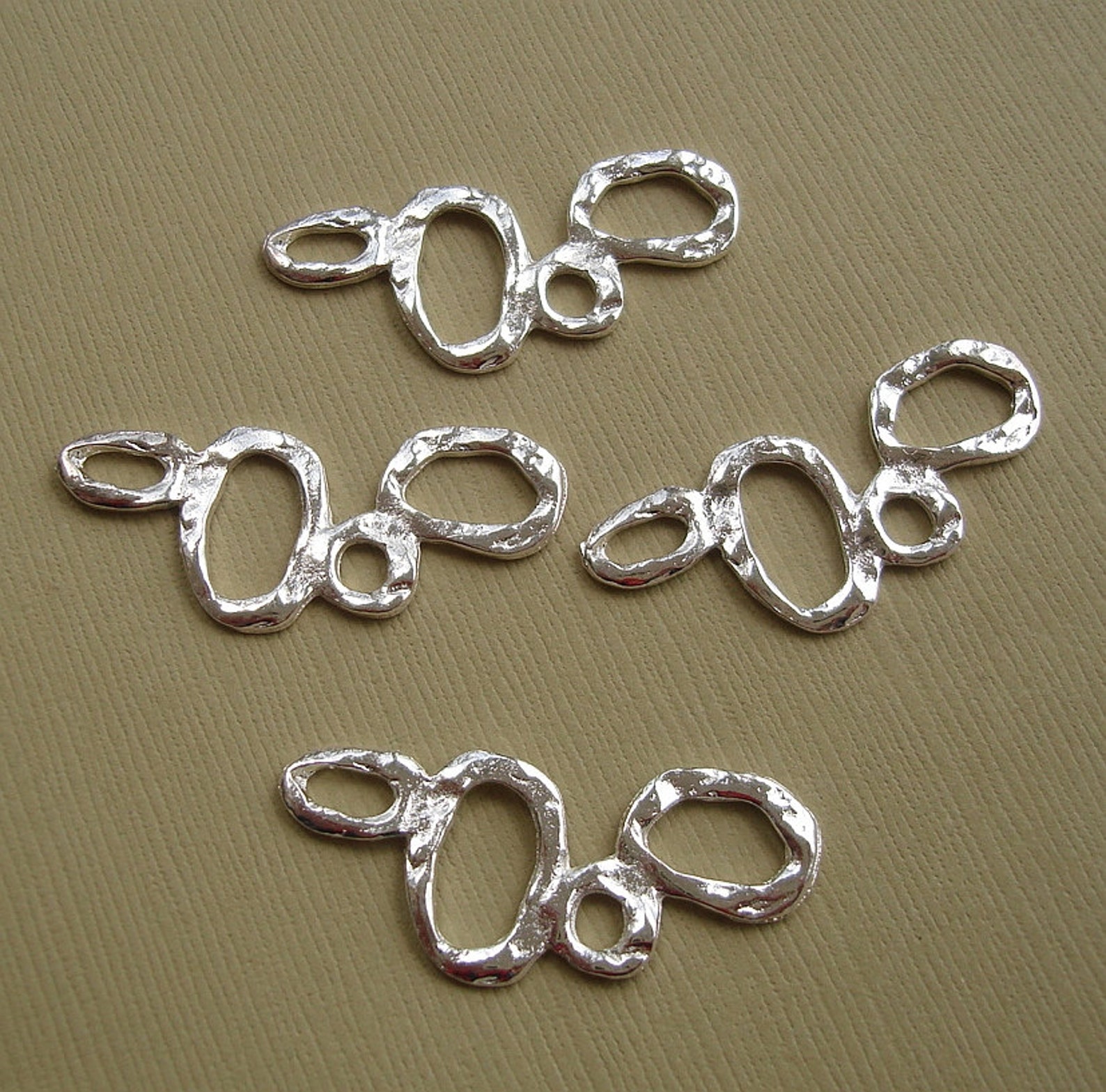 Link Connector Textured Bubble Bright Silver Plated -10pcs. - Etsy