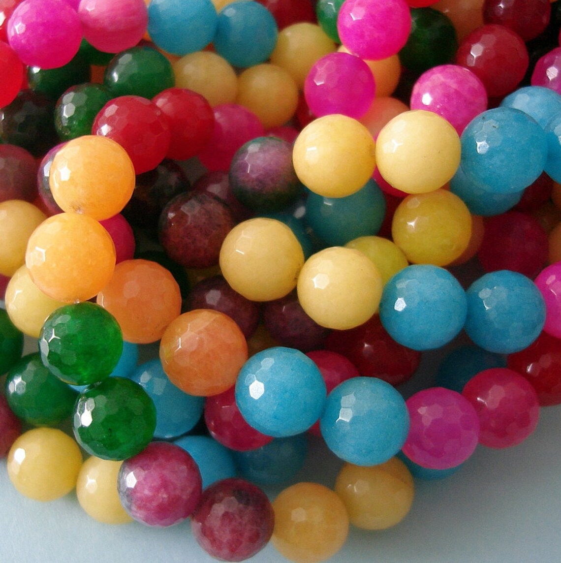 Candy Jade Faceted Round 10mm, 7.5 Inch Strand Mix Color - Etsy