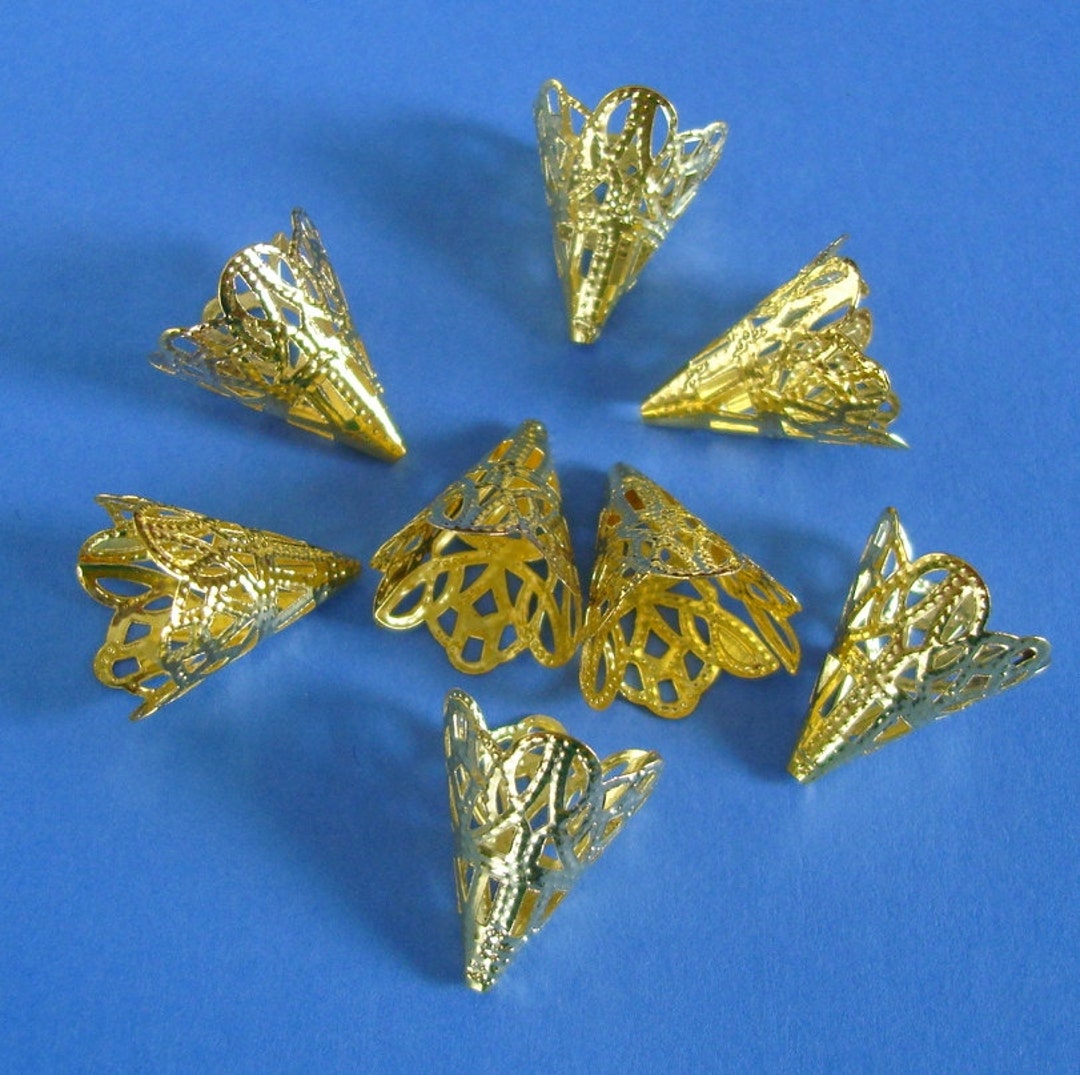 20pcs-gold Plated Filigree Cone Bead Cap- 20x17mm. - Etsy