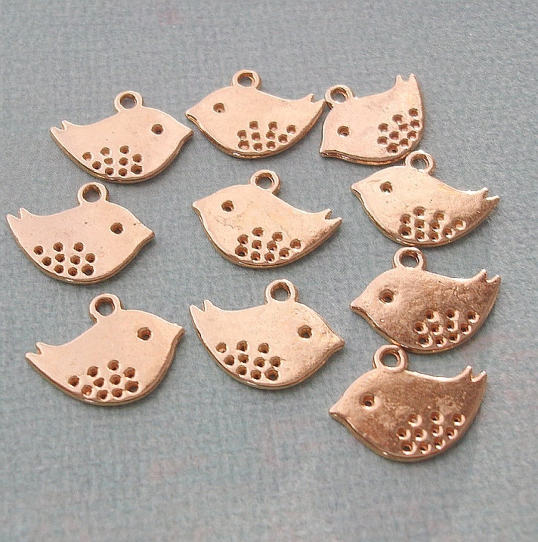 20pcs- Gold Tone Bright Color Sparrow Bird Charm, Pendant.double Side ...