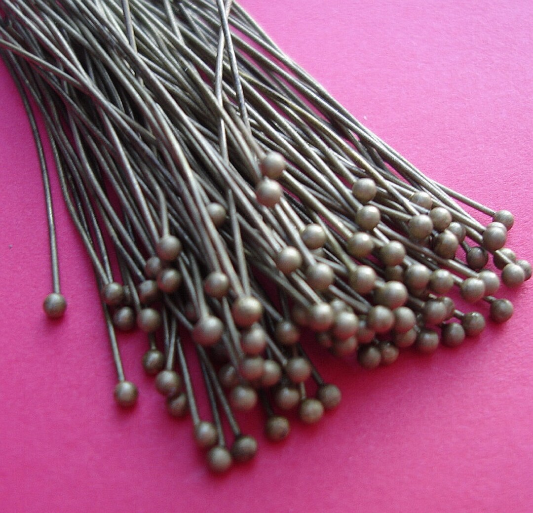 50pcs-head Pin Antique Bronze Headpins 2mm Ball, 2inch. - Etsy