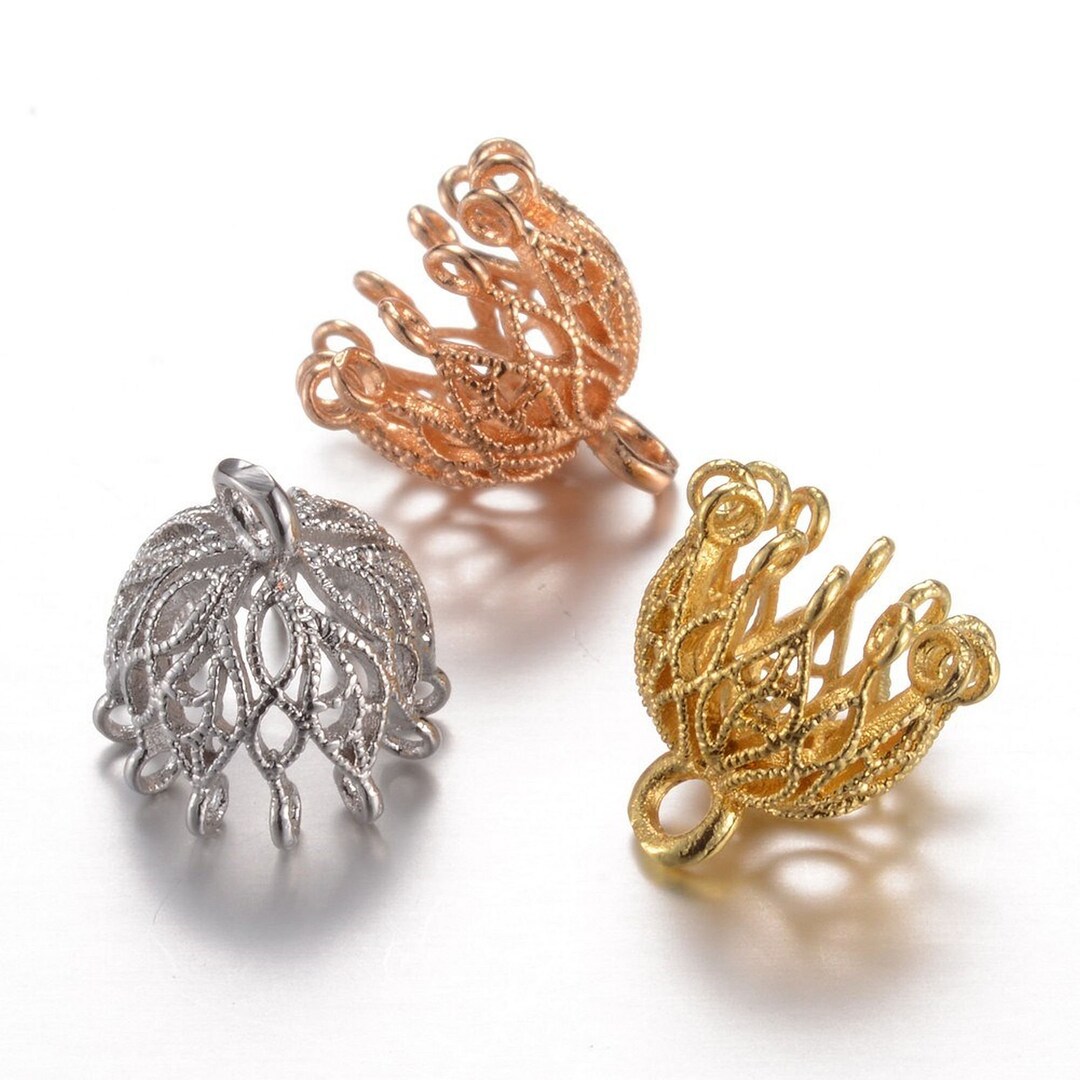 4 Pcs-brass Tassel Cap Filigree Bail Caps for Jewelry Making. - Etsy