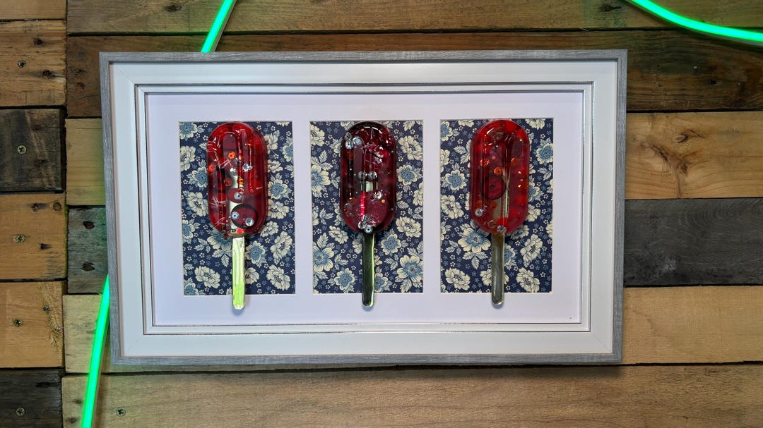 Triple Red Ice Lollies – Resin Art on Hand-printed Florentine Paper - Etsy
