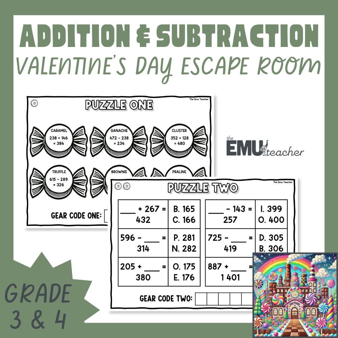 3-digit Addition & Subtraction Skills Valentine’s Day Logic Puzzle ...