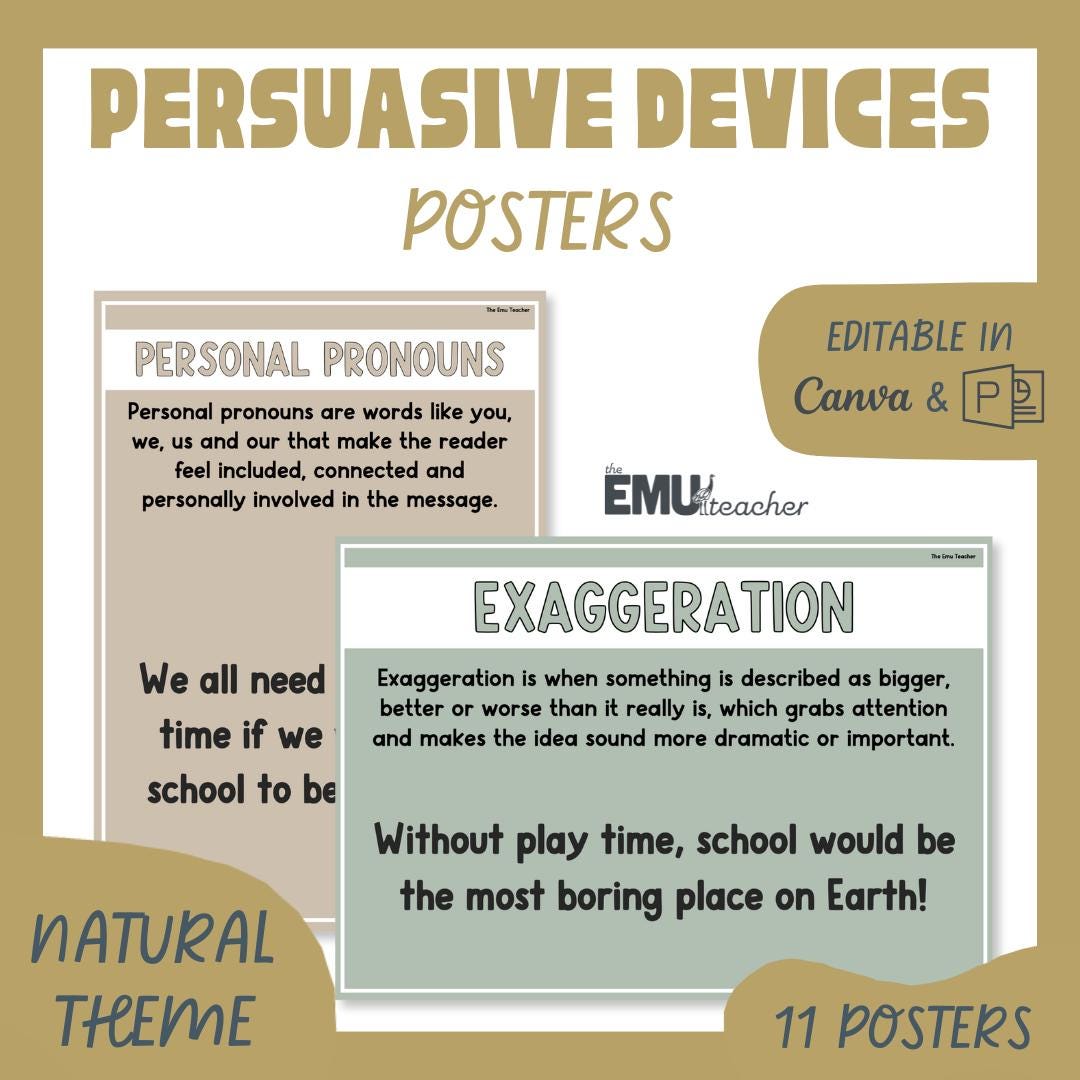 Persuasive Writing Posters: Persuasive Devices, Language Techniques ...
