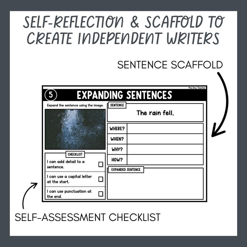 Building & Expanding Sentences Writing Picture Prompts Sentence ...