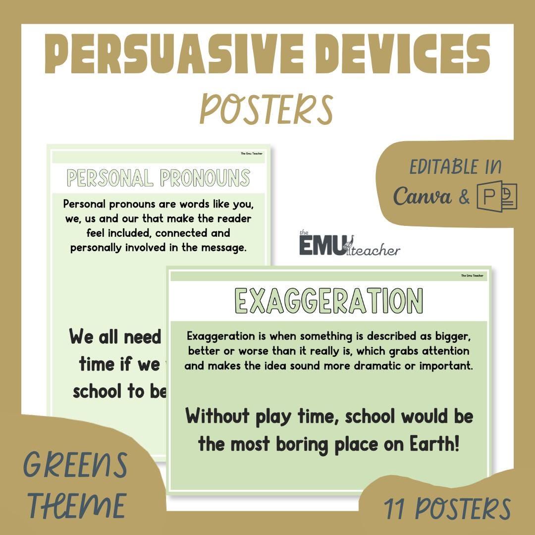 Persuasive Writing Posters: Persuasive Devices, Language Techniques ...