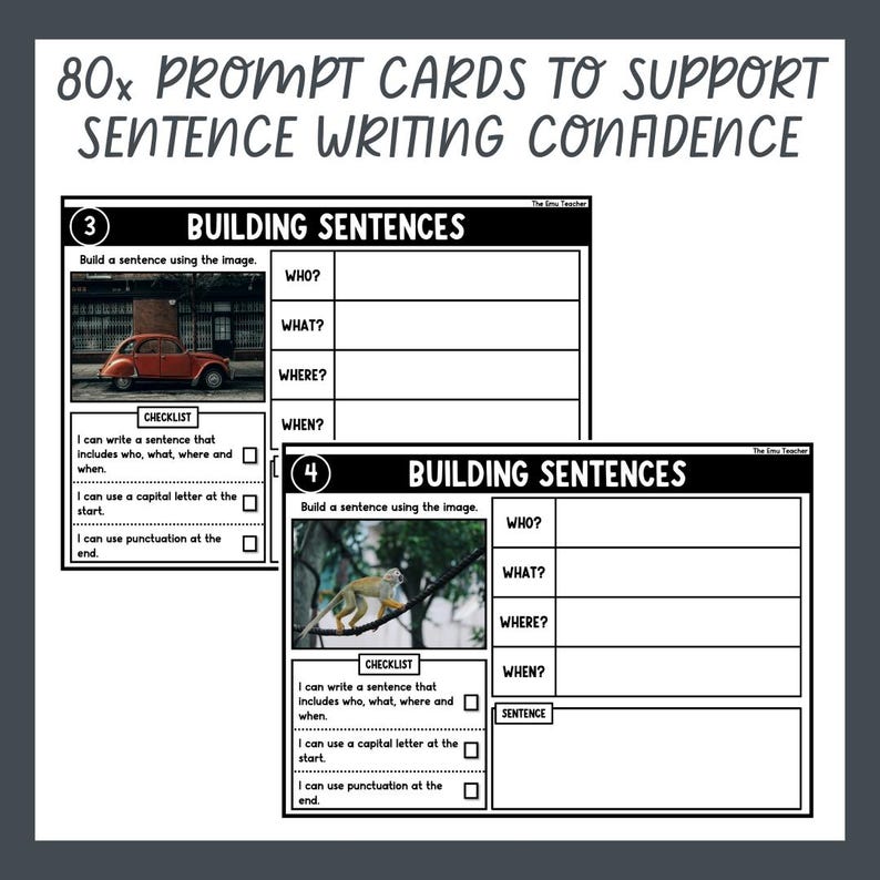 Building & Expanding Sentences Writing Picture Prompts Sentence ...