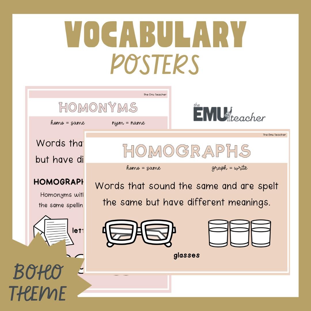 Vocabulary Boho Posters Wordplay Types Deepen Language Understanding - Etsy