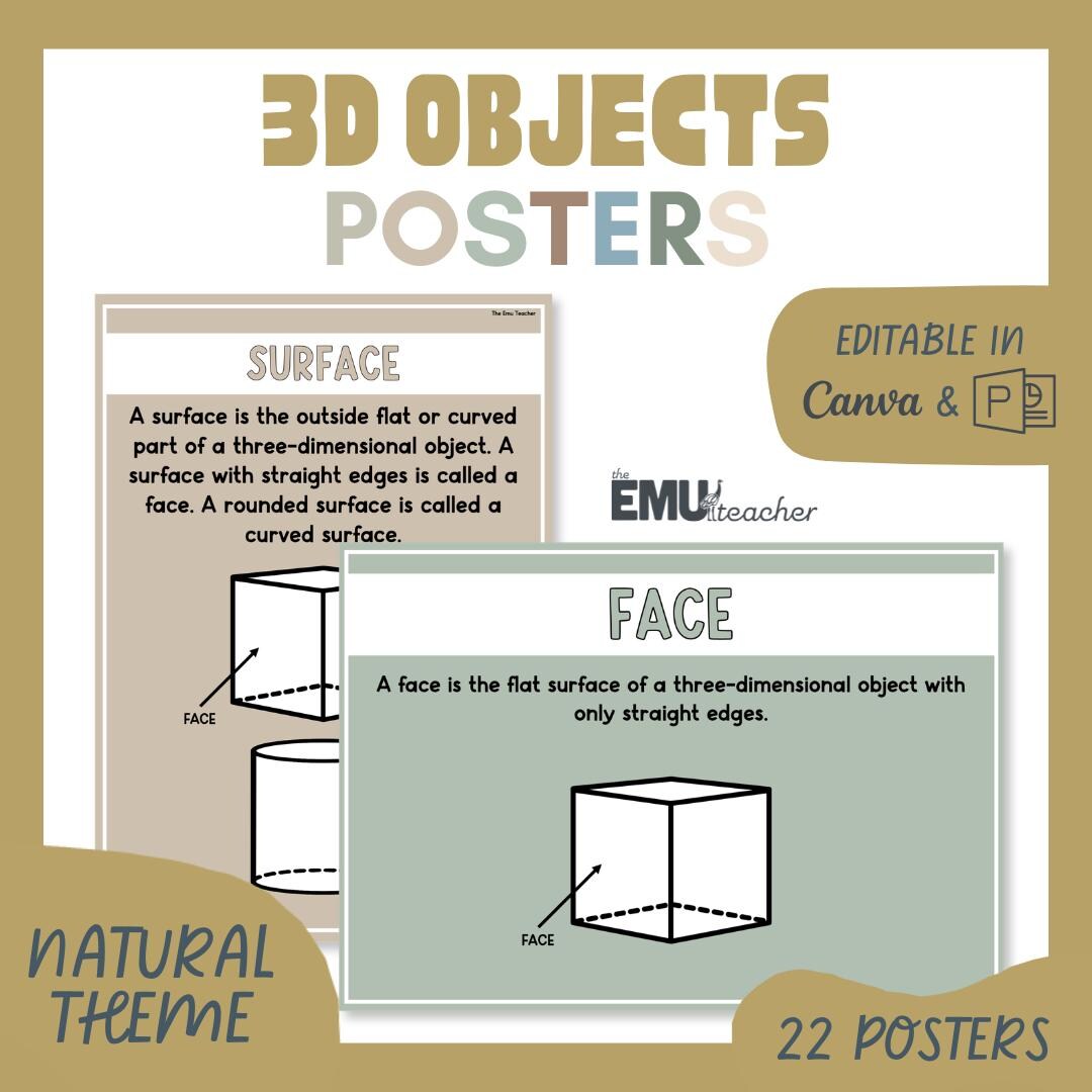 3D Objects / 3D Shapes Posters Natural Key Vocabulary Features Types - Etsy