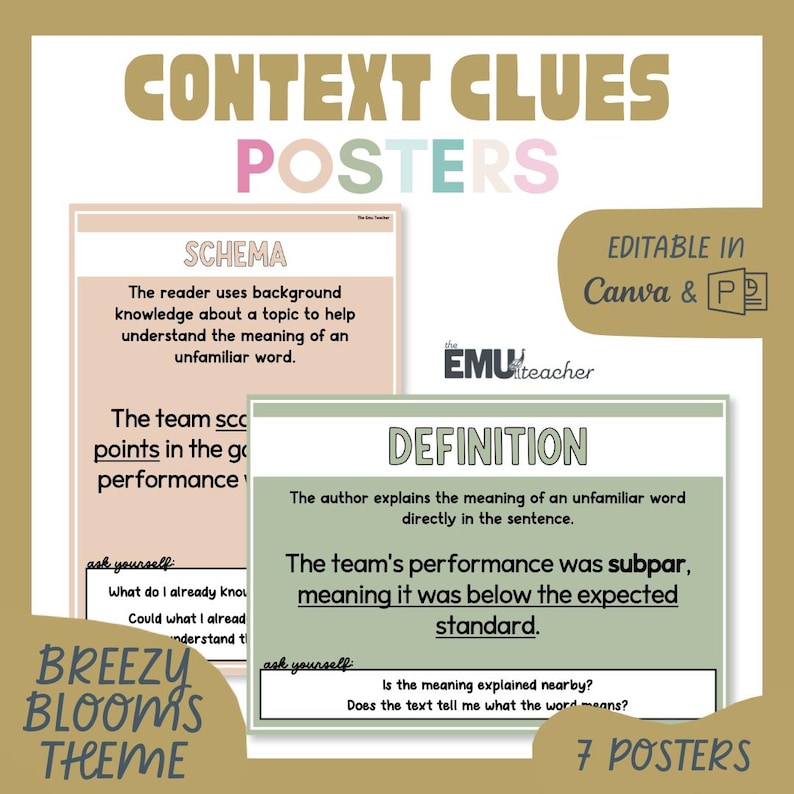 Context Clues Posters Breezy Blooms Vocabulary in Context - Etsy