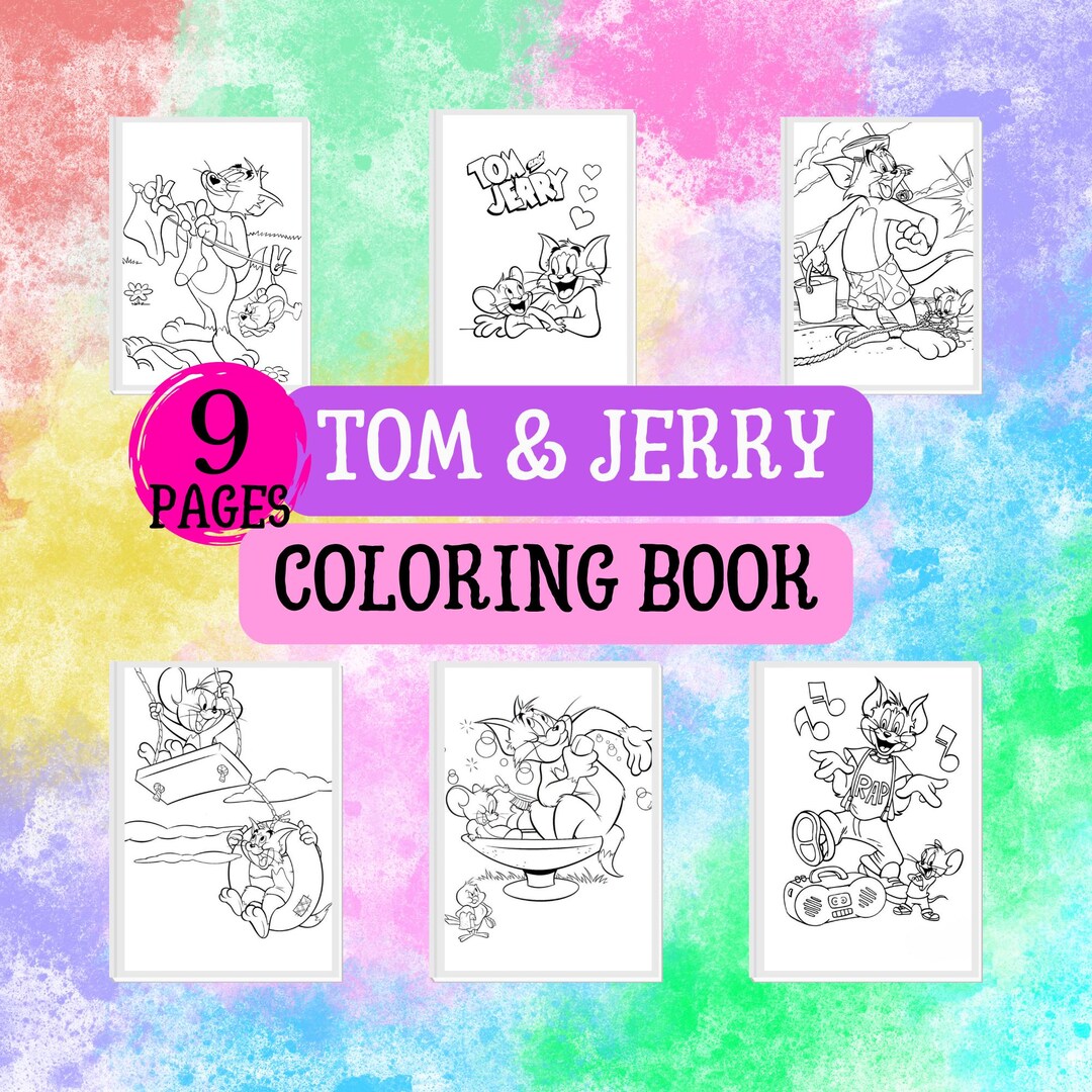 Tom and Jerry Coloring Book – 9 Cartoon Pages (PDF Download) - Etsy