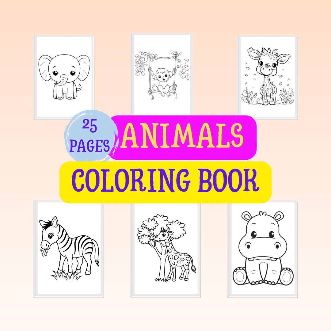 25-page Animal-themed Coloring Book for Kids | Printable PDF | Fun ...