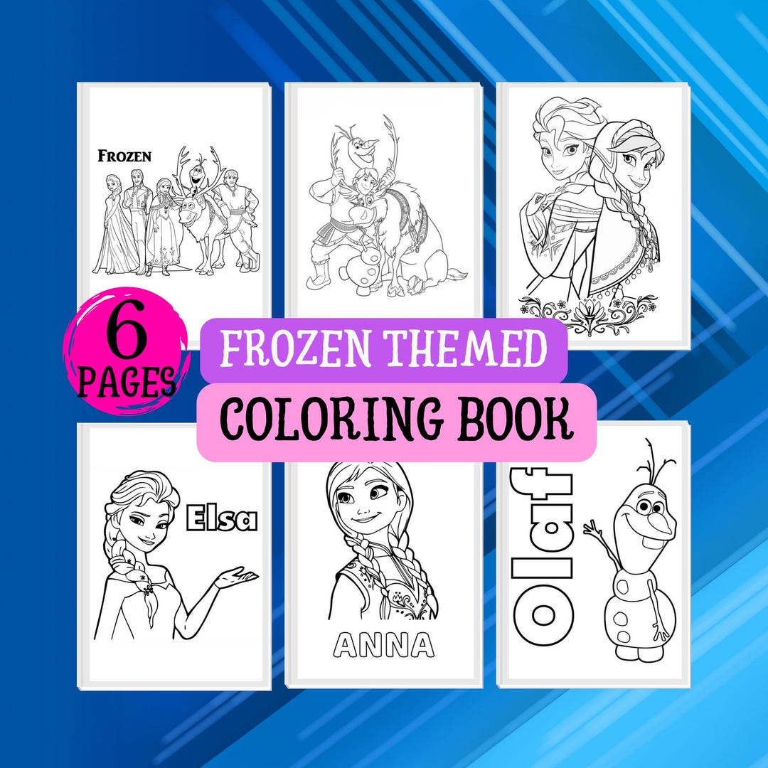 Frozen Coloring Book – 6 Pages | Digital Download PDF | for Kids Elsa ...